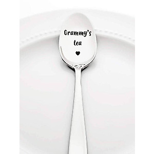 Grammy's Tea Engraved Spoon gift for grandma - grammy gifts for grandma - nana gifts from grandkids/grandchildren - Nana spoon - 7 inch long sturdy stainless steel