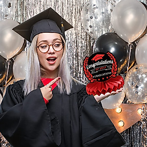 9Pcs 2023 Graduation Party Decorations, Black and Red Honeycomb Table Centerpieces, Graduation Décor Table Topper, Kindergarten Preschool College High School Graduation Party Favor and Supplies