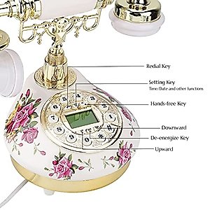 Yoidesu Retro Landline Telephone, European Old Fashioned Classic Fixed Digital Telephone with Push Button LCD Display, Automatic Detection to FSK/DTMF Caller ID, for Home Office Hotel Decor