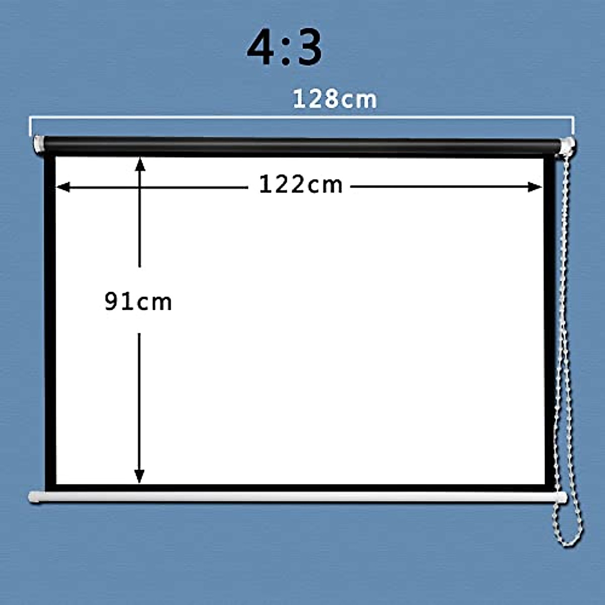LENG Wall Mounted Projection Screen 60'' Roll Up Projector Screen Portable Movie Screen Outdoor Lightweight Little Screen for Home Cinema, Meeting Presentation (Size : 4:3)