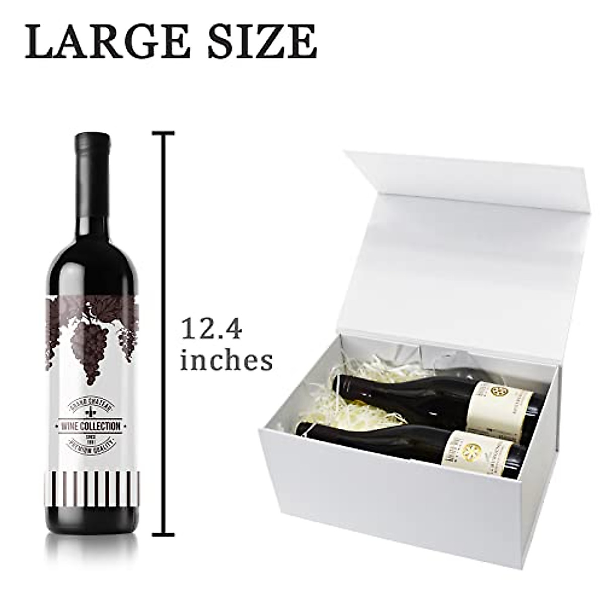 AuroWish 3 Pack Large Gift Box for Present, 12.5 x 8.5 x 4.75 Inches, White Gift Box with Magnetic Lid, Collapsible Gift Box with Ribbons, Gift boxes with Lids for Christmas, Bridesmaid Proposal, Wedding, Birthday