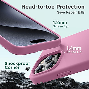 Cordking Designed for iPhone 15 Pro Max Case, Silicone Ultra Slim Shockproof Phone Case with [Soft Anti-Scratch Microfiber Lining], 6.7 inch, Lilac Purple