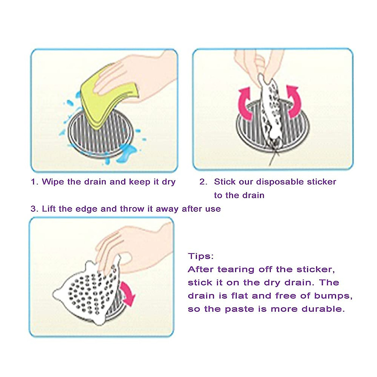 30PCS Disposable Shower Drain Hair Catcher Mesh Stickers Waterproof Adhesive Floor Drain Sticker Mesh Bathroom Vanity Sink Shower Stall Bathtub Balcony Laundry Room Kitchen Washroom Accessor (Pink)