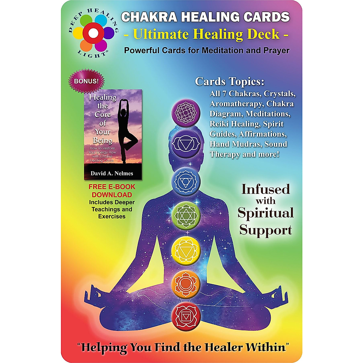 Deck of Chakra Healing Cards: Helps Restore and Balance Your Energy with Meditations, Affirmations, Chakras Chart, Aromatherapy, Essential Oils, Reiki Symbols, Hand Mudras - (19) 4"x6" 2-Sided Cards