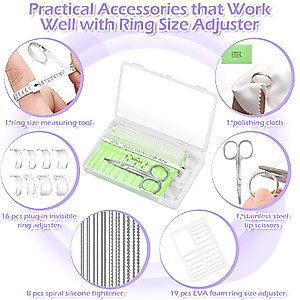 38 Pcs Ring Sizer Adjuster for Loose Rings with Ring Size Measuring Tool, Plug-in Invisible Ring Guards Silicone Tightener EVA Foam Ring Size Adjuster Set with Polishing Cloth