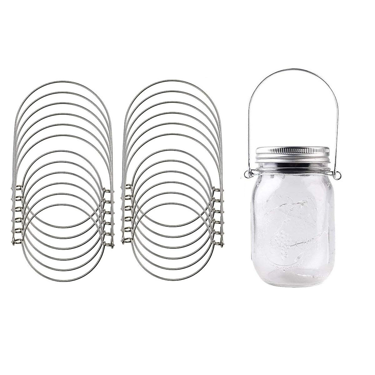 Chris.W 12 Pack Stainless Steel Wire Handles Handle-Ease Mason Jar Hanger, Canning Jars Hanger, Jar Hanging Hook for 70mm Regular Mouth