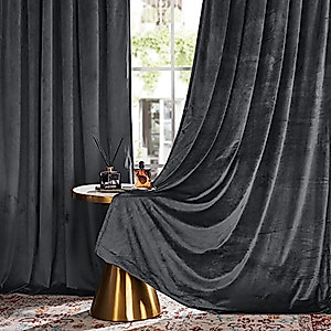 Deconovo Velvet Curtains 96 inches, 100% Blackout Curtain with Black Liner - 52x96 Inch, Luxury Curtains for Living Room, Rod Pocket and Back Tab Window Drape for Bedroom/Office, Dark Gray, 1 Panel