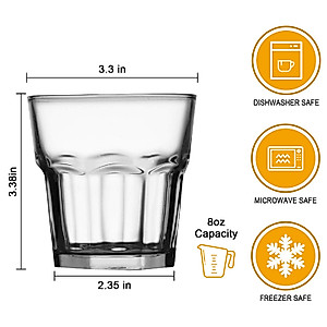 QAPPDA Whiskey Glasses 8 oz, Clear Drinking Cups Glass Cups,Cocktail Glass Whiskey Shot Glasses Set for Restaurants,Bars,Parties,Vodka Glass Cups Water Cups 12 Pack