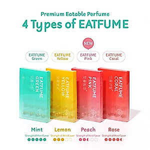 EATFUME Breath Freshener - Vegetarian capsules for mouth and gut, Individual Pack | Bad Breath Saver with Natural Fruity Peppermint, Rosemary, Lemon Oils (4 Flavors, 0.6oz) (4 Pack)