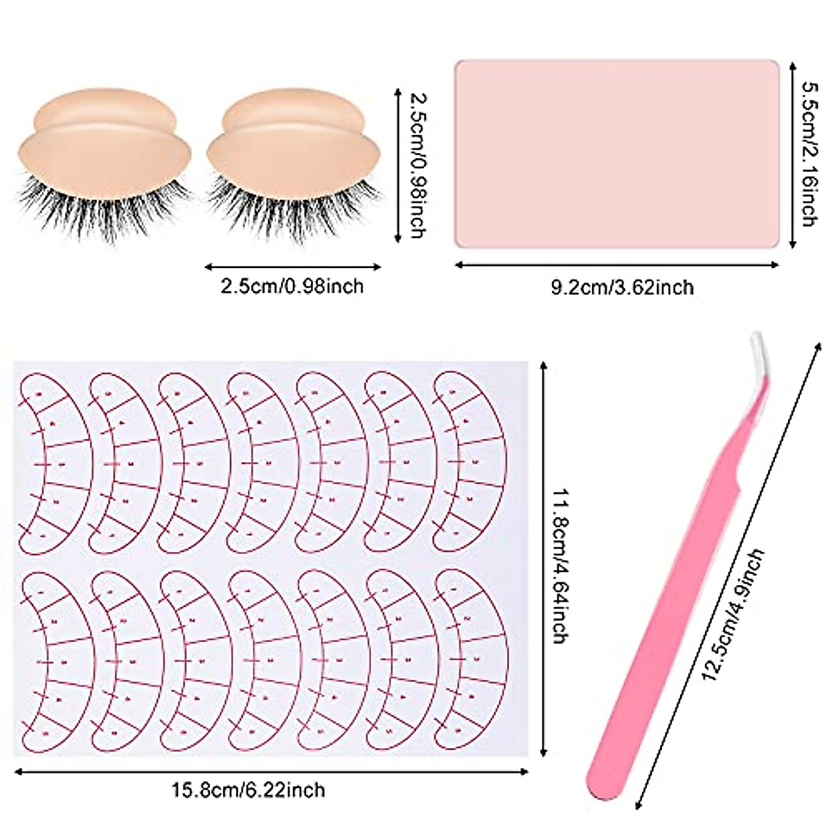 6 Pairs Replacement Eyelids Removable Realistic Eyelids with Eyelashes for Mannequin Head with 10 Pieces Eye Mapping Stickers for Lash Extension Training Eyelash Practice, Makeup Eyelash (Nude)