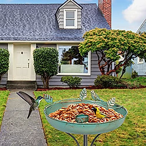 DREAMSOUL 5 Prongs Base Bird Bath with Metal Stake, Garden Bird Bath for Outdoors Tall Bird Bath Cast Iron Freestanding & Lightweight Bird Bath, Gold(37.4" H x 12.1" W)