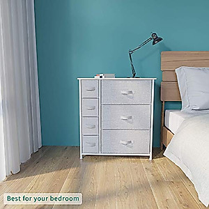 YITAHOME Dresser with 7 Drawers - Fabric Storage Tower, Organizer Unit for Bedroom, Living Room, Hallway, Closets & Nursery - Sturdy Steel Frame, Wooden Top & Easy Pull Fabric Bins