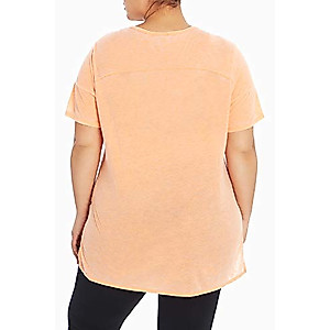 Marika Plus Size Vivion Short Sleeve V-Neck T-Shirt, Canteloupe, 1X
