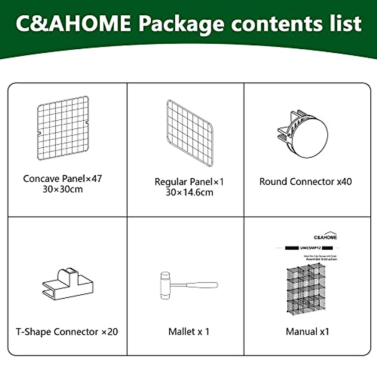 C&AHOME Wire Cube Storage, Wire Cube with Large and Small Dividers, Metal C Grids Organizer Shelving, Ideal for Closet Cabinet, Bedroom, Living Room, Home, Office, Dormitory White UWCSMP12W