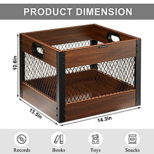 X-cosrack 2 Packs Vinyl Record Storage Crate, Wooden LP Album Shelf Cube Organizer Box