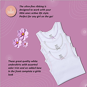 Buyless Fashion Girls Tank Tops - Sleeveless Cami Tanks Cotton Undershirts for Dance Gymnastics, Kids & Toddler Size (4 Pack) - TW14-GW-6-7 White