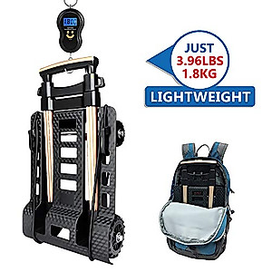 Folding Utility Shopping Cart Rolling Crate Portable Hand Truck Lightweight Trolley with Removable Waterproof Bag 70Kg/155Lbs Adjustable Handle 4 Wheels for Grocery Moving Luggage Laundry(Black+Bag)