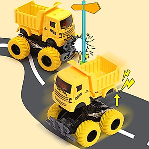 3 otters Mini Construction Vehicles, 4PCS Truck Construction Toys Friction Powered Car for Kids, Easter Basket Stuffers Fillers, Classroom Prize Supplies