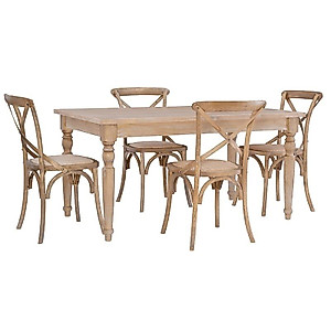 Riverbay Furniture 59" W x 35" D Transitional French Inspired Design Wood Dining Table with Spacious Table Top and Decorative Turned Legs in Light Natural Brown