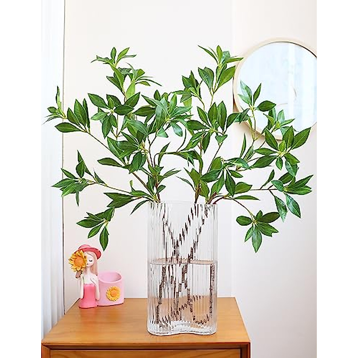 Forlaoers 4pcs Nearly Natural Artificial Plants Fake Green Flowers Leaves Olive Twigs Willow Branches for Tall Vases Home Decor Indoor Living Room Desk Wedding Greenery Stems for Centerpieces