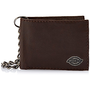 Dickies Men's Bifold Chain Wallet-High Security with ID Window and Credit Card Pockets, Rich Brown, One Size
