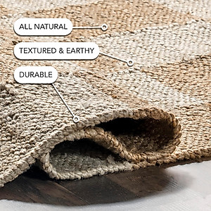 nuLOOM Christana Traditional Checkered Jute Area Rug - 6x9 Jute Area Rug Contemporary/Modern Ivory Rugs for Dining Room Rug Neutral Rug Living Room Rug