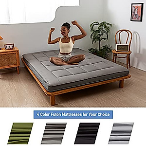 MAXYOYO Japanese Tatami Mattress - Roll Up Foldable Floor Bed for Adults & Guests, King Size, Dark Grey