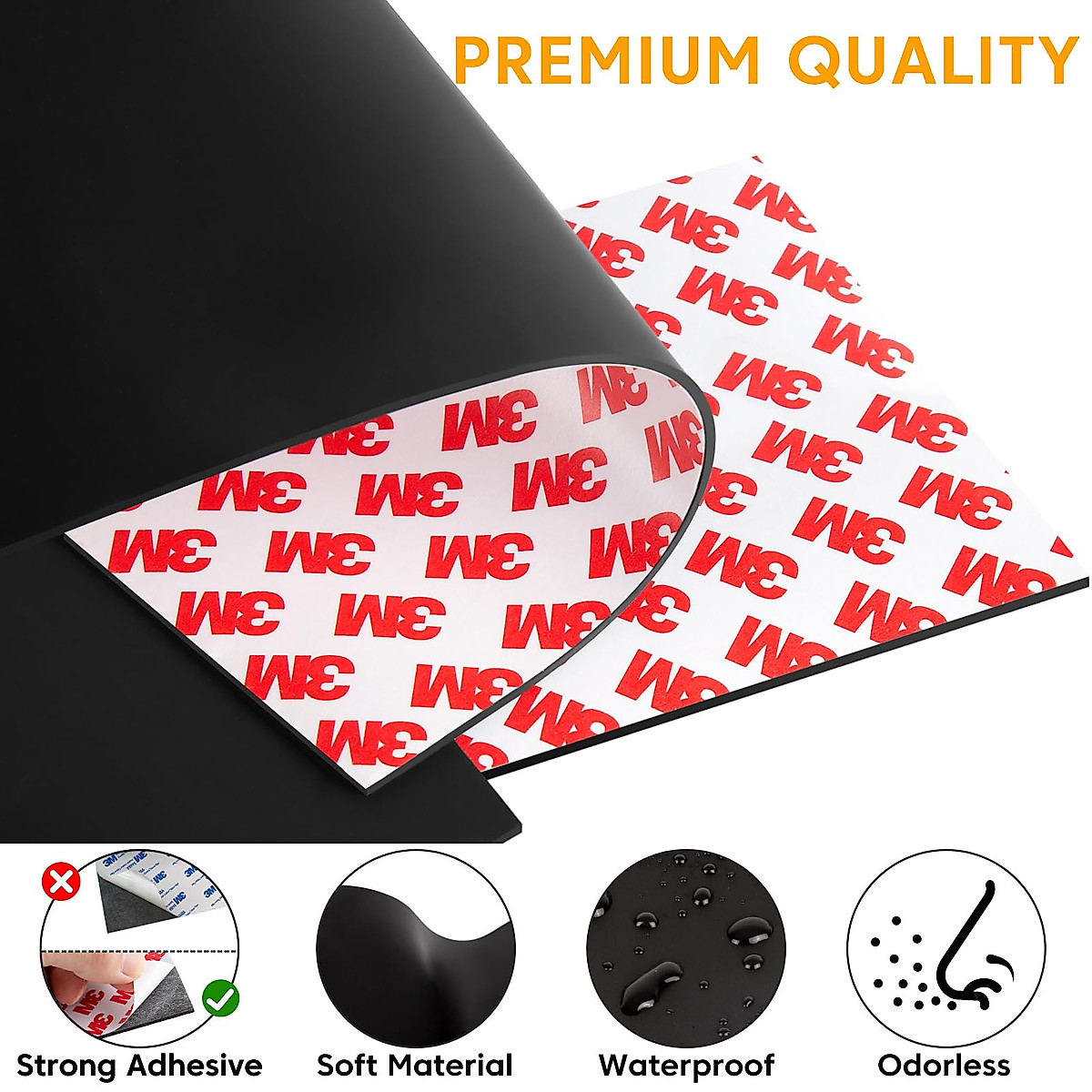 Non Slip Furniture Pads for Hardwood Floors, Cuttable Self Adhesive Silicone Anti Skid Pads Grippers for Furniture Electronics Home Appliances, 4 x 40 Inches (Black)