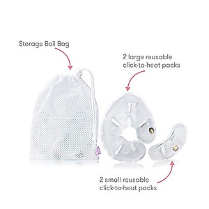 Frida Mom Instant Heat Reusable Breast Warmers | Reusable Click-to-Heat Relief in an Instant for Nursing + Pumping Moms | 2 sets - 2 small + 2 large heat packs