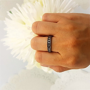 Dazzlingrock Collection 0.85 Carat (Cttw) Black Plated 10K Black Diamond Vintage Wedding Band, White Gold, Size 8