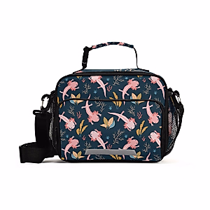Axolotl Lunch Bag, Reusable Cooler Lightweight Tote Bag for Men, Women, Lunch box with Adjustable & Removable Shoulder Strap