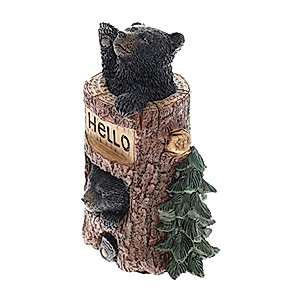Top Brass Whimsical Black Bear Cubs Waving Hello Figurine - Lodge Decor Cabin Statue Sign