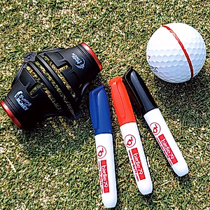 BIRDIE79 Premium Quality360-Degree Birdie Liner Drawing Alignment Tool Kit- 360-Degree Triple 3-Line Golf Ball Marker Stencil with Gift Box Including 3 Color Marker Pens-Patent Pending.