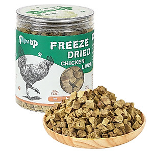 PAWUP Freeze Dried Chicken Liver Pet Treats, High Protein Freeze-Dried Pet Food for Dogs, Cats, Fresh Ingredient Snacks, 4.6 oz, Rawhide Free&Grain Free