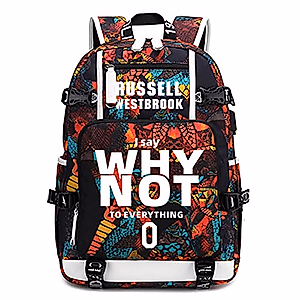 Basketball Player Star Westbrook Luminous Backpack Travel Student Backpack Fans Bookbag for Men Women (Style 1)