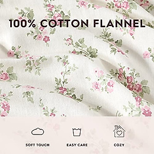 Laura Ashley Home - Twin Sheets, Cotton Flannel Bedding Set, Brushed for Extra Softness & Comfort (Audrey, Twin)