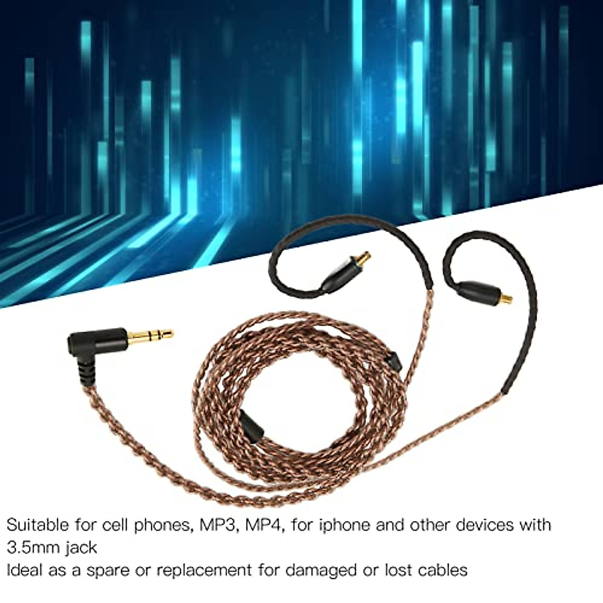 VINGVO Replacement Headphone Upgrade Cable, Noise Canceling Rustproof Replacement Headphone Cable A2DC Interface for CKR100 for LS300 for LS200 for E40