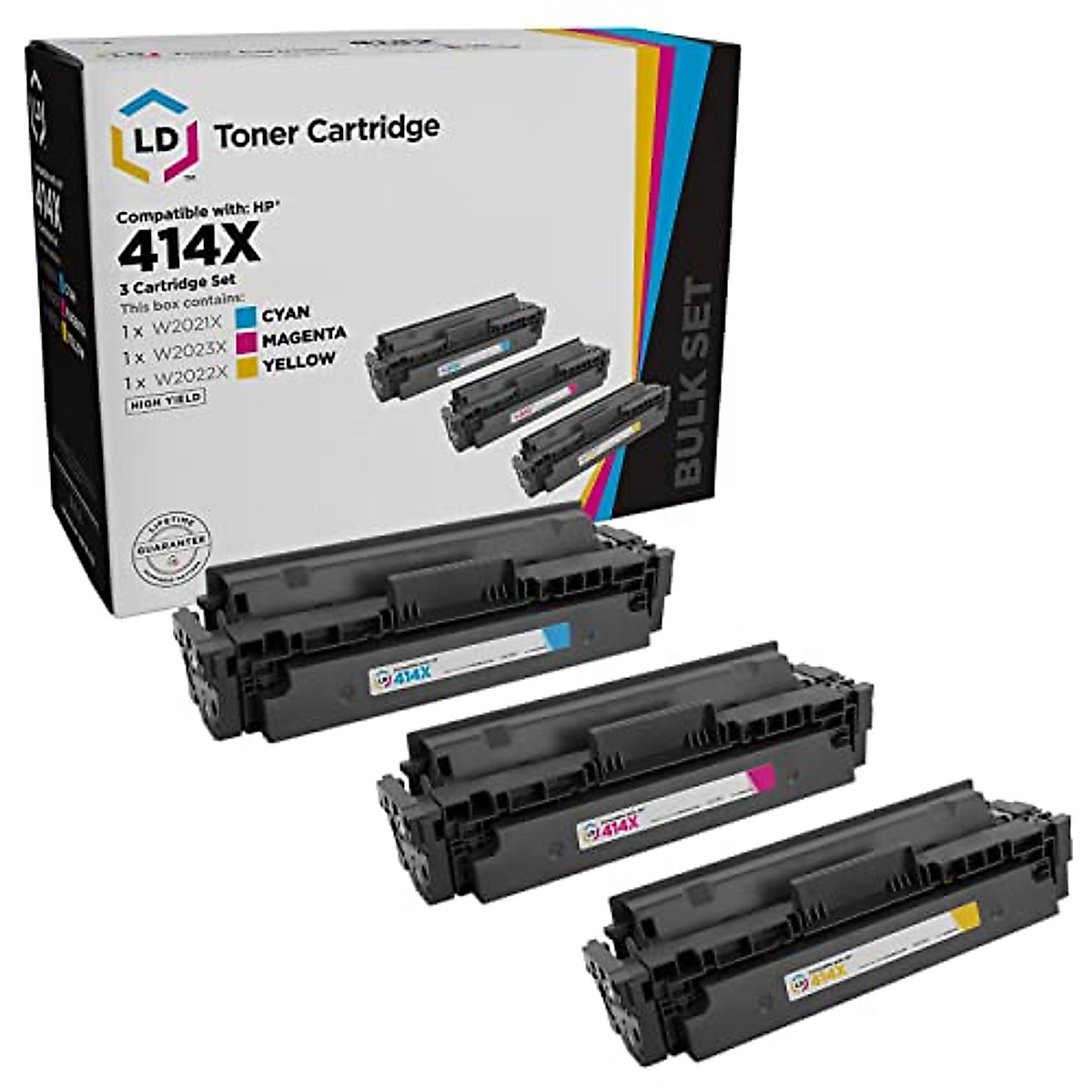LD Products Compatible Toner Cartridge Replacements for HP 414X High Yield (Cyan, Magenta, Yellow, 3-Pack) for use in M454dn, Pro M454dw, Pro MFP M479dw, Pro MFP M479fdn, Pro MFP M479fdw