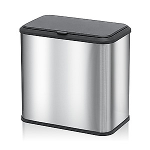 MoNiBloom 1.3-Gallon Small Hanging Trash Can for Kitchen Bathroom Bedroom Living Room Home Office Dorm Fingerprint-Proof Garbage Bin Removable Bucket Brushed Stainless Steel 5-Liter (Silver)