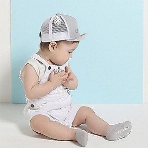 5 Pairs Baby Girls Boys No Show Socks Non-Skid with Grippers, Unisex Newborn Seamless Half Cushion Low Cut Socks, Anti Slip Socks for Infants Toddlers