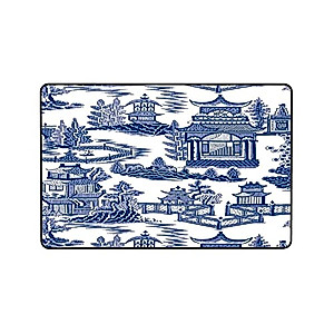 Blue Ancient China Chinoiserie Large Area Rug Runner Floor Mat Carpet for Entrance Way Doorway Living Room Bedroom Kitchen Office 36"x24"