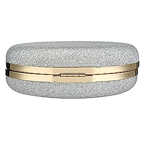 Women's Round Ball Clutch Rhinestone Ring Handle Designer Wristlets Handbag Purse Wedding Party Prom Evening Bag (Silver)