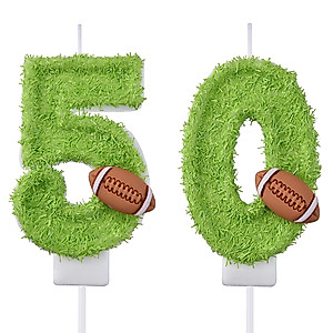 VSHILI 50 Birthday Candles, 50th Cake Candles, Green Happy Birthday Number 50 Candles Cake Topper Decorations for Party Men Women