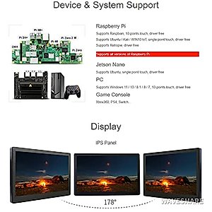 Waveshare 11.6inch IPS Capacitive Touch Screen LCD 1920×1080 HDMI Display with Toughened Glass Cover Compatible with Raspberry Pi Jetson Nano and BB Black Use as Computer Monitor