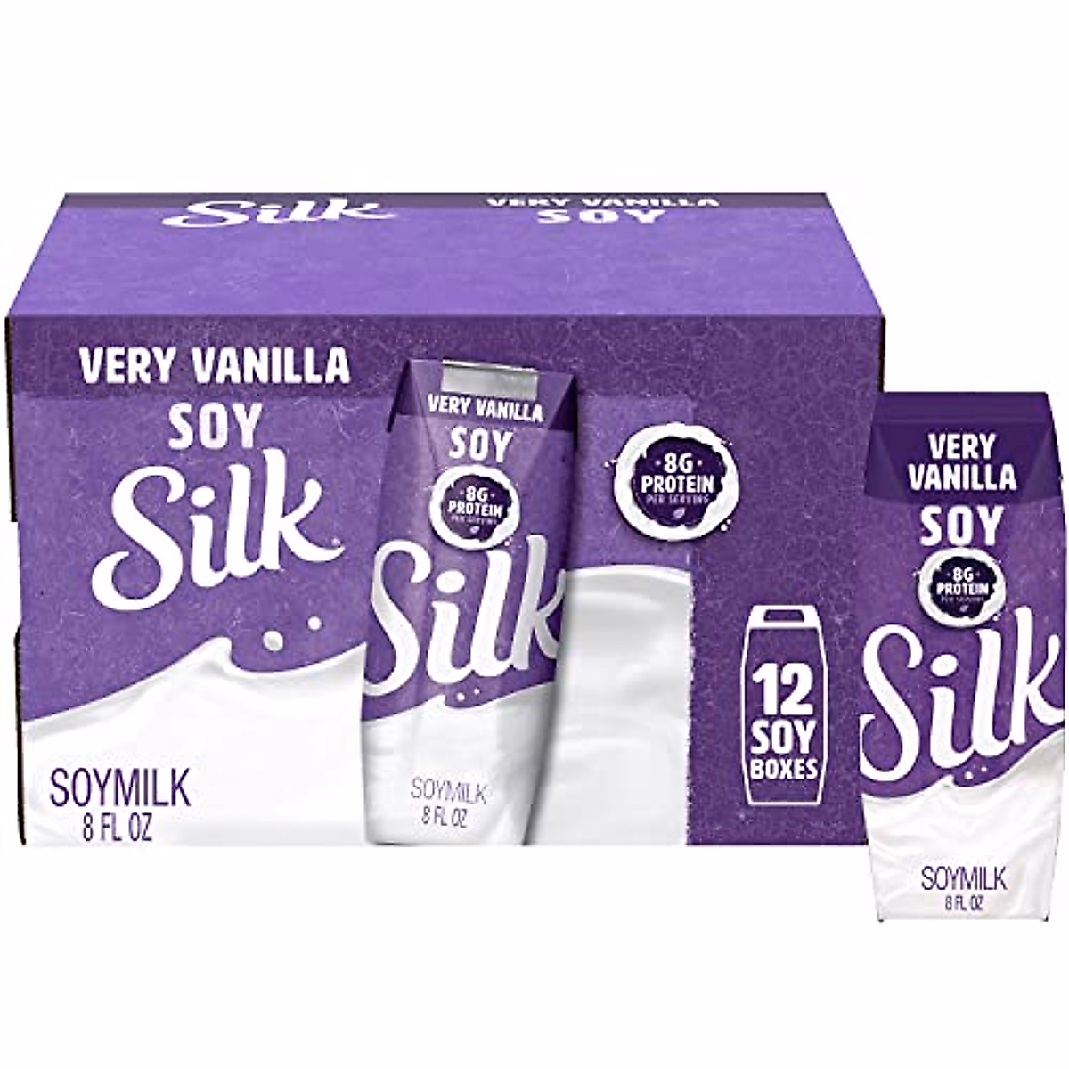 Silk Shelf-Stable Soy Milk Singles, Very Vanilla, Dairy-Free, Vegan, Non-GMO Project Verified, 8 oz. (Pack of 12)