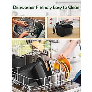 Air Fryer 8 Preset Menus 4.5 QT Airfryer Easy to Use with Adjustable Temperature Control with 8 Cooking References Nonstick Tray Auto Shutoff 1400W Hot Air Fryer Black