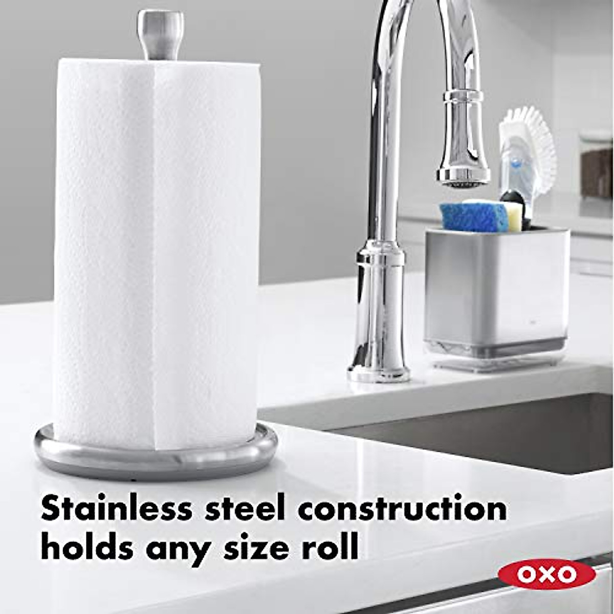 OXO Good Grips Steady Paper Towel Holder & Good Grips SimplyTear Paper Towel Holder - Stainless Steel