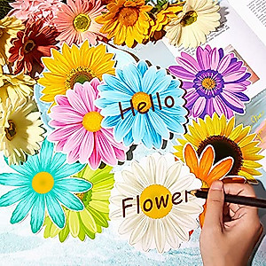63 Pieces Sun Flower Cutouts Creative Springtime Flowers Wall Decals Bulletin Board Set Paper Flowers Decorations for Wall Summer Bulletin Board Decorations for Classroom School Birthday Party