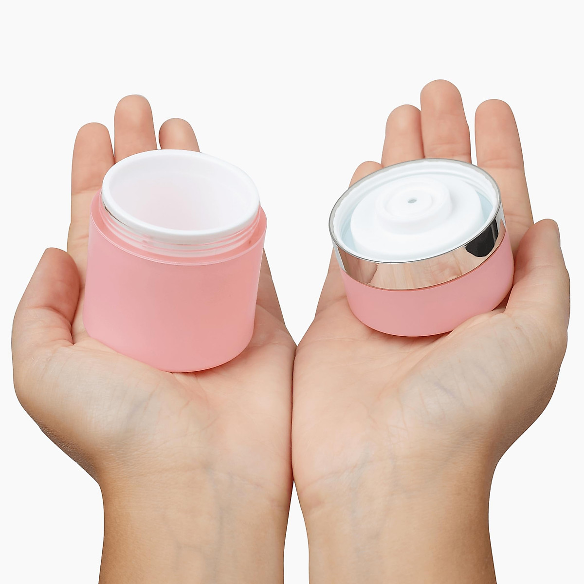 Pink 3 pack Airless Pump Jar - 1oz/30ml Refillable Bottle Empty Cosmetic Cream Jar for Moisturizer Container - Airless Pump Bottle Push Moisturizer Pump Dispenser for Lotion Drunk Elephant Containers