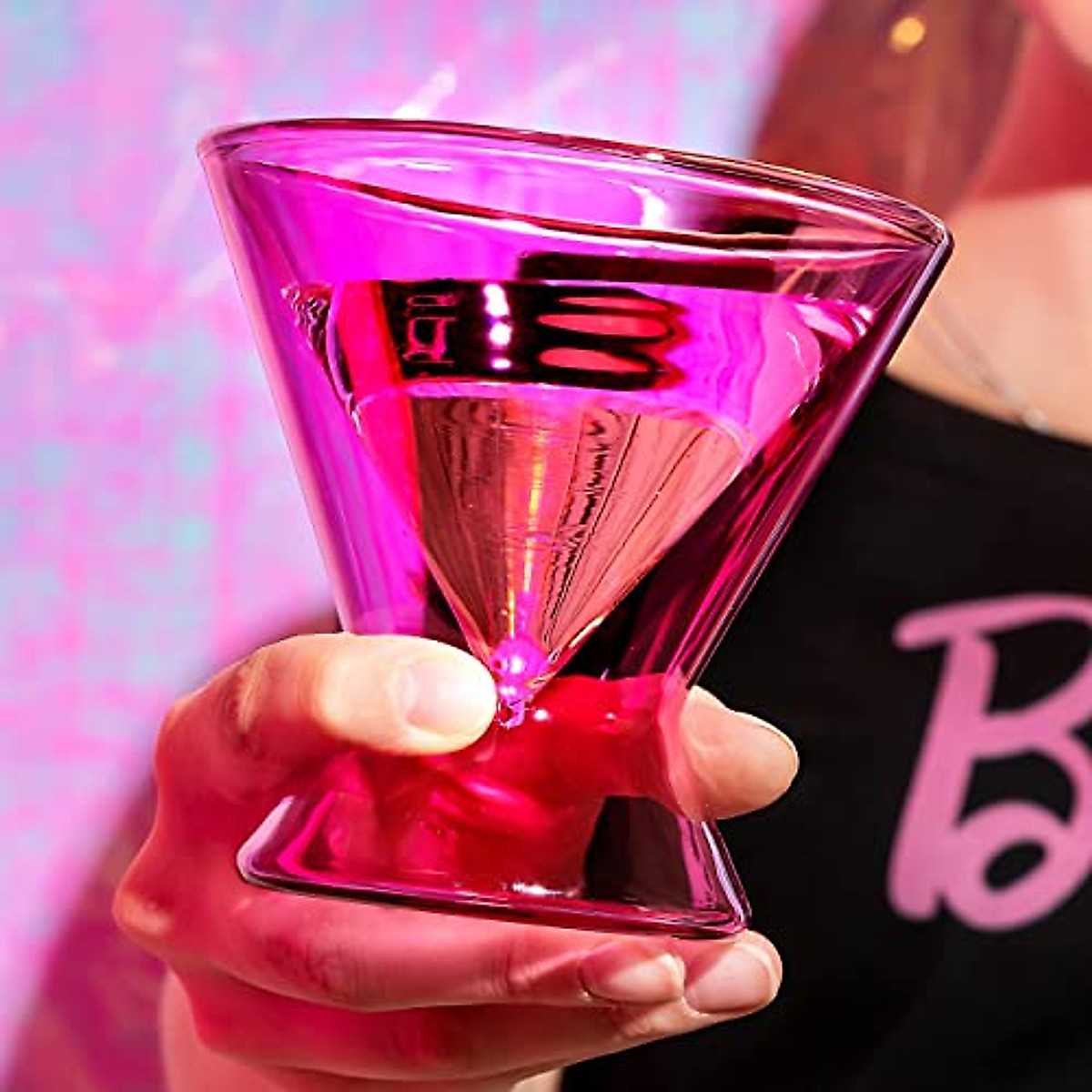 Dragon Glassware x Barbie Martini Glasses, Stemless Pink and Magenta Double Wall Insulated Cocktail Glasses, As Seen in Barbie The Movie, 7 oz Capacity, Set of 2